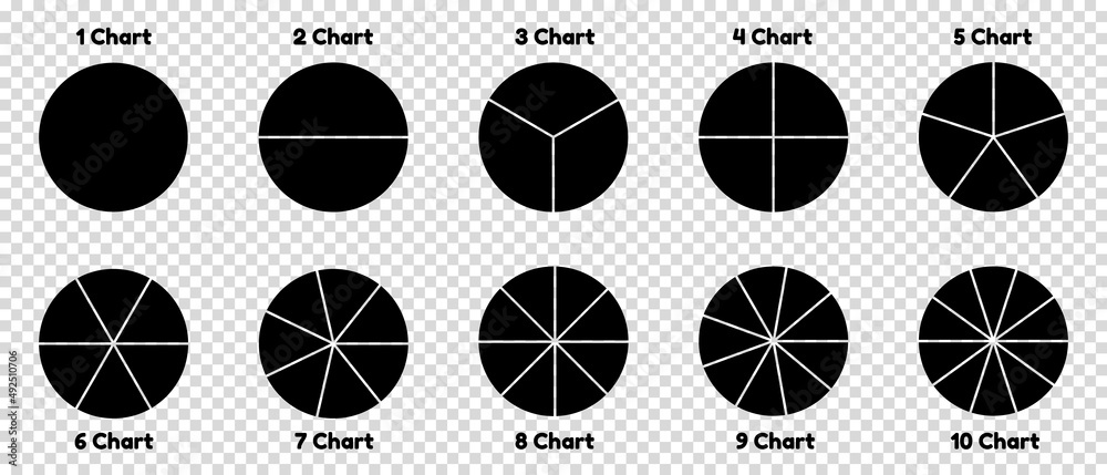 Pie Charts - .Different Subdivisions - Vector Illustrations Set ...