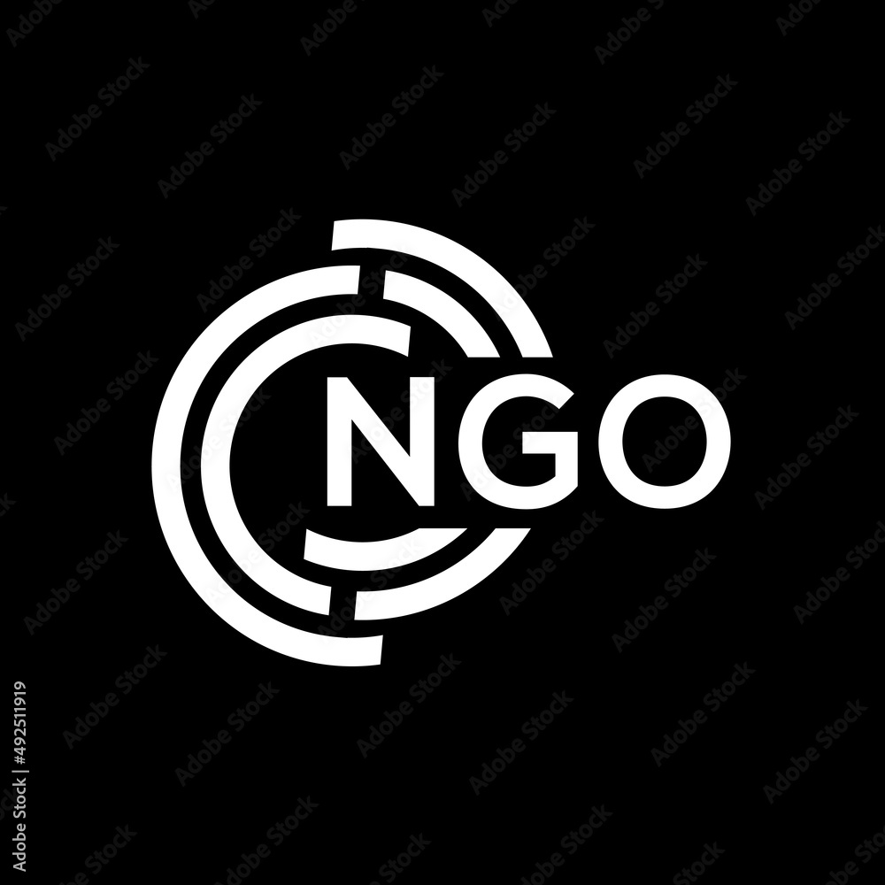 NGO letter logo design. NGO monogram initials letter logo concept. NGO letter design in black ...