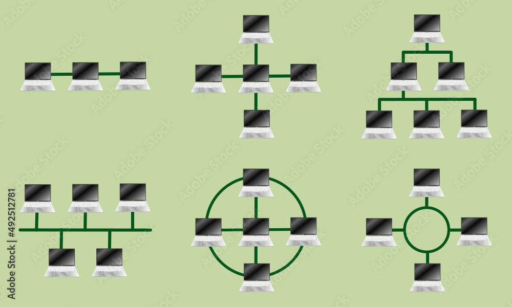 A collection of vector illustrations of network topology internet ...