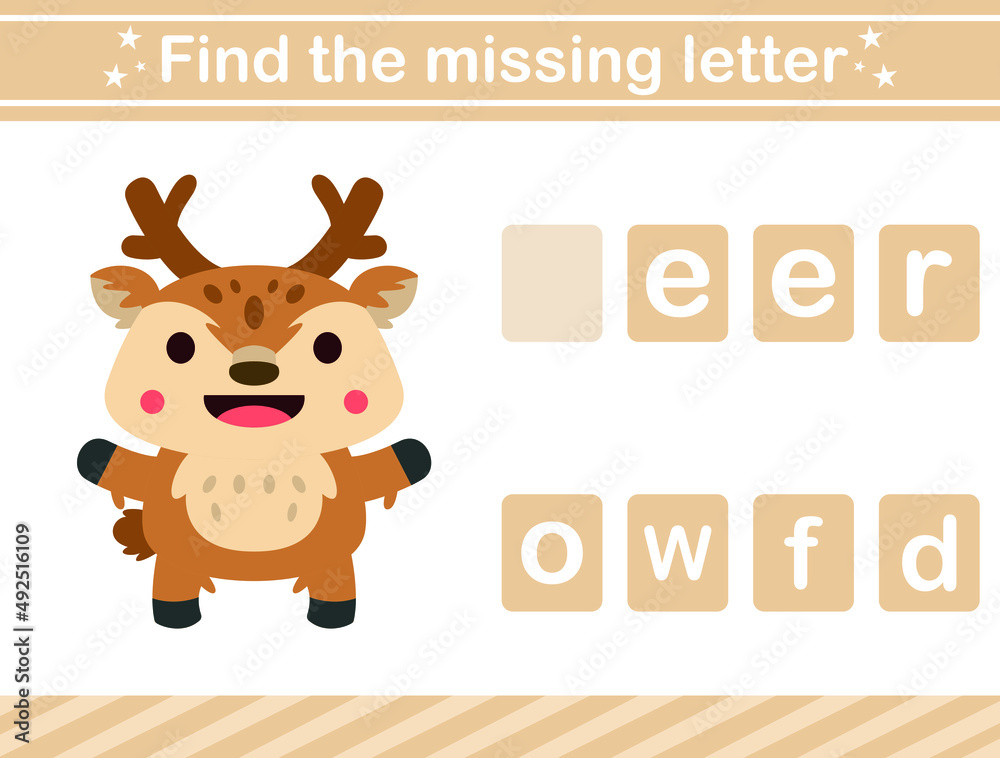 Find the missing letter of animal.suitable for preschool.Educational ...