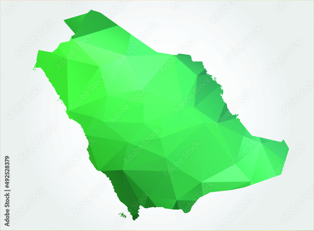 Saudi Arabia Map Green Color on white background polygonal Stock Vector ...
