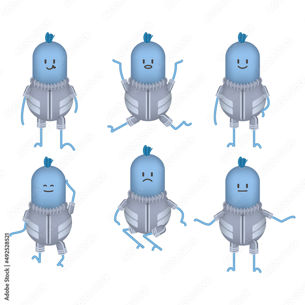 Robot vector characters set holding mobile phone gadget with empty ...