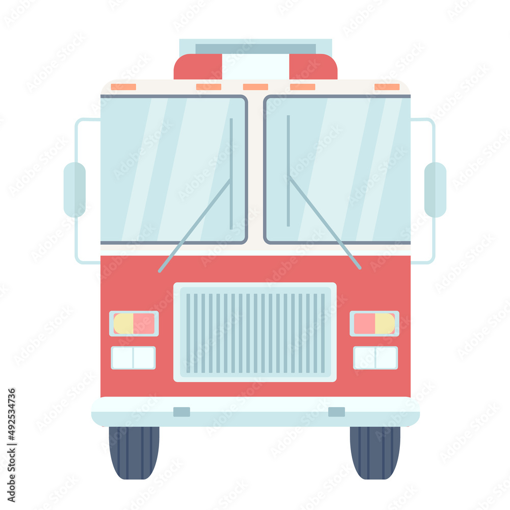Fire engine semi flat color vector object. Full sized item on white ...