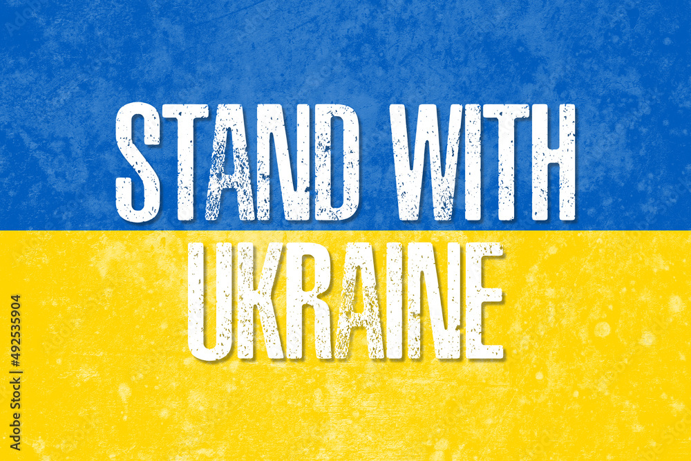 nationalfarben der ukraine mit dem motto stand with ukraine Stock ...
