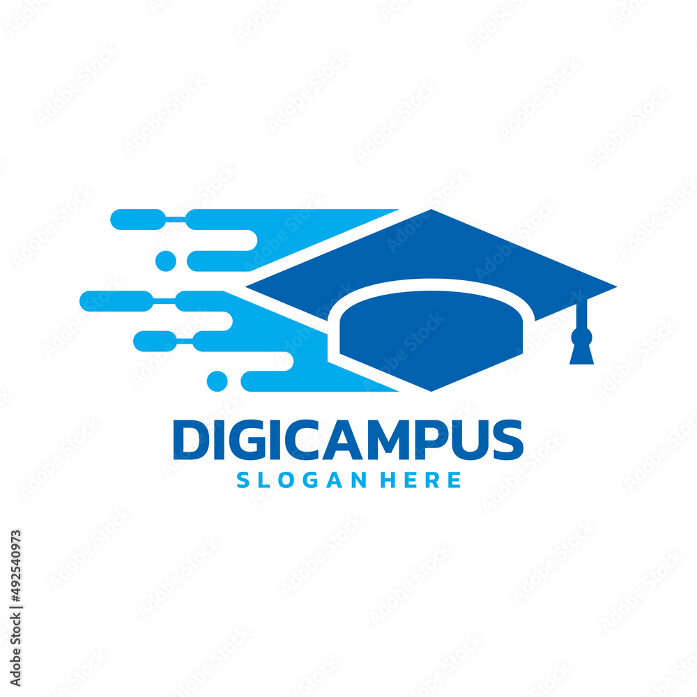 Digital campus logo vector. Technology-based college logo template ...