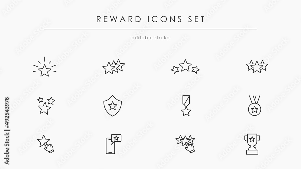 Reward icon set. Black reward icon collection vector Stock Vector ...