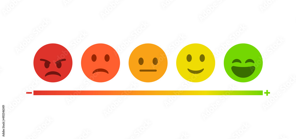 Naklejka Feedback emoji slider or emoticon level scale for rating ...