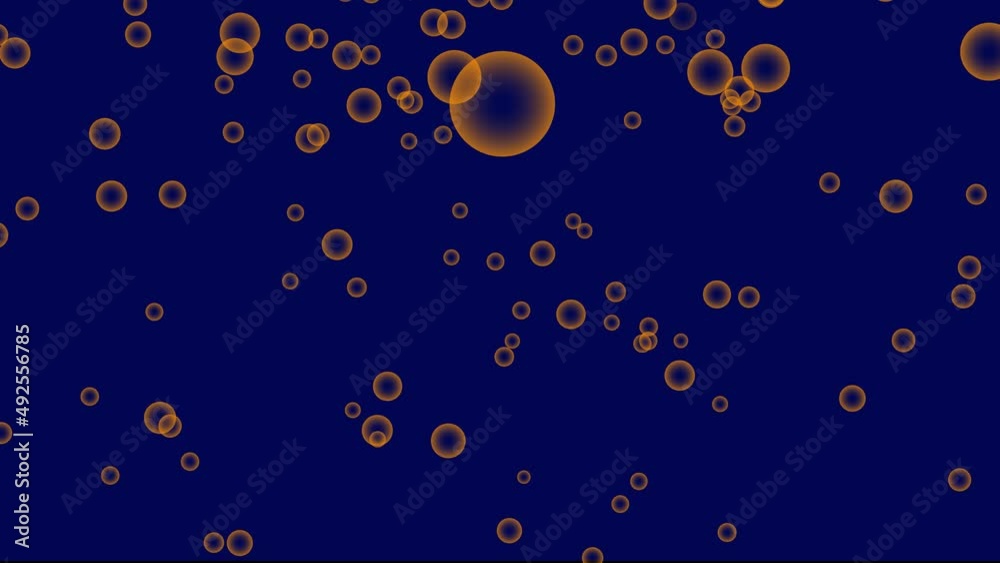 Dark blue background with falling orange bubbles. Simple high ...