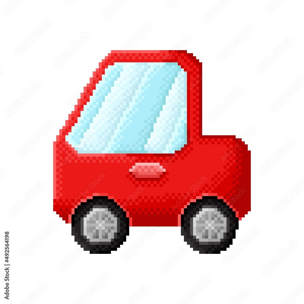 Red pickup truck pixel art. Car cartoon. Vector illustration. Stock ...