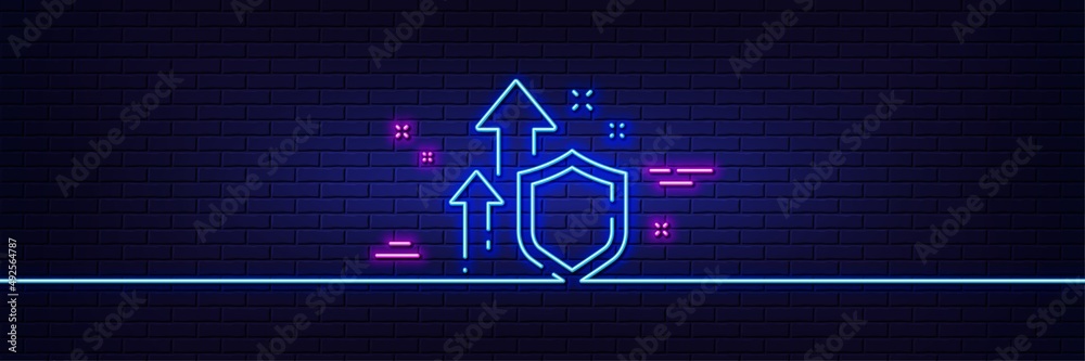 Neon light glow effect. Improving safety line icon. Increased privacy ...