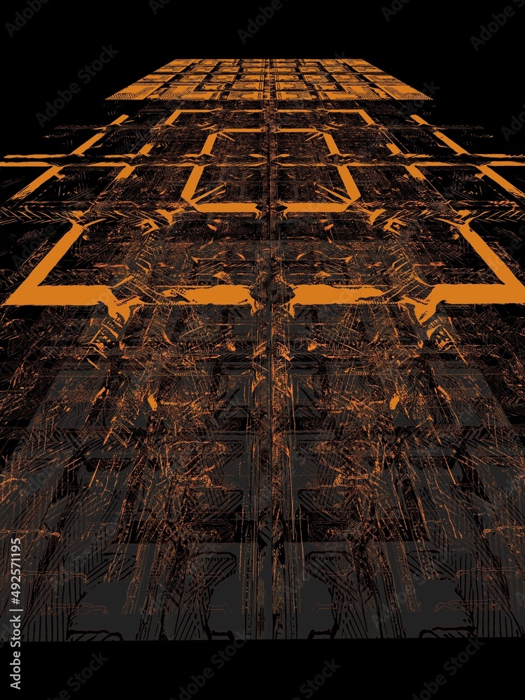 exploding cross section of modern architectural building in vivid ...