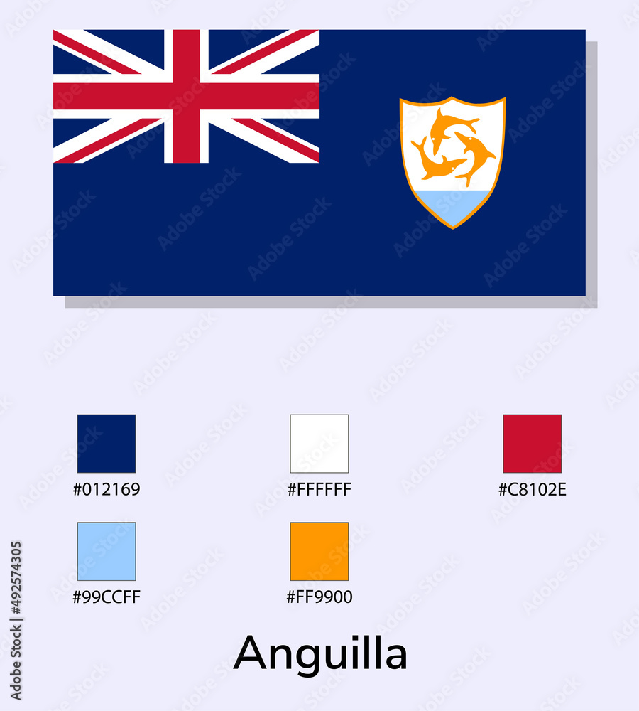 Vector Illustration of Anguilla flag isolated on light blue background ...