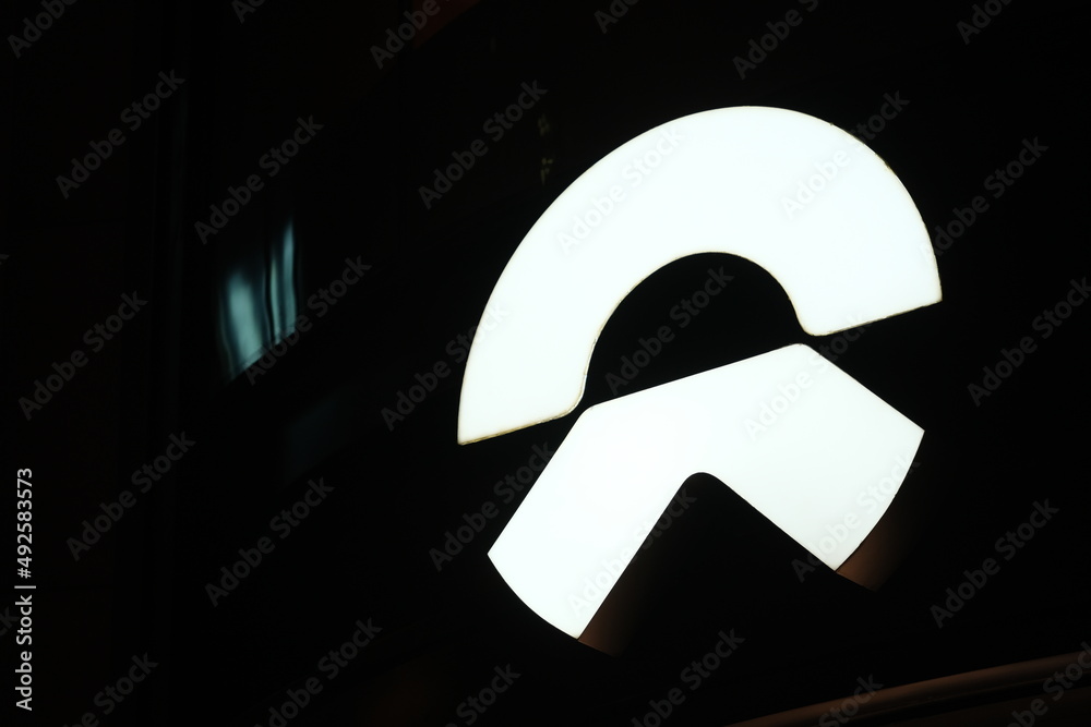 Shanghai.China-March 11th 2022: close up NIO electric car logo at night ...