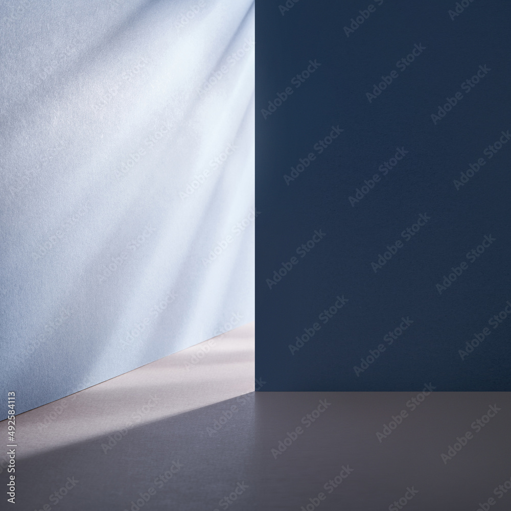 Minimal abstract blue background for product presentation. Organic drop ...