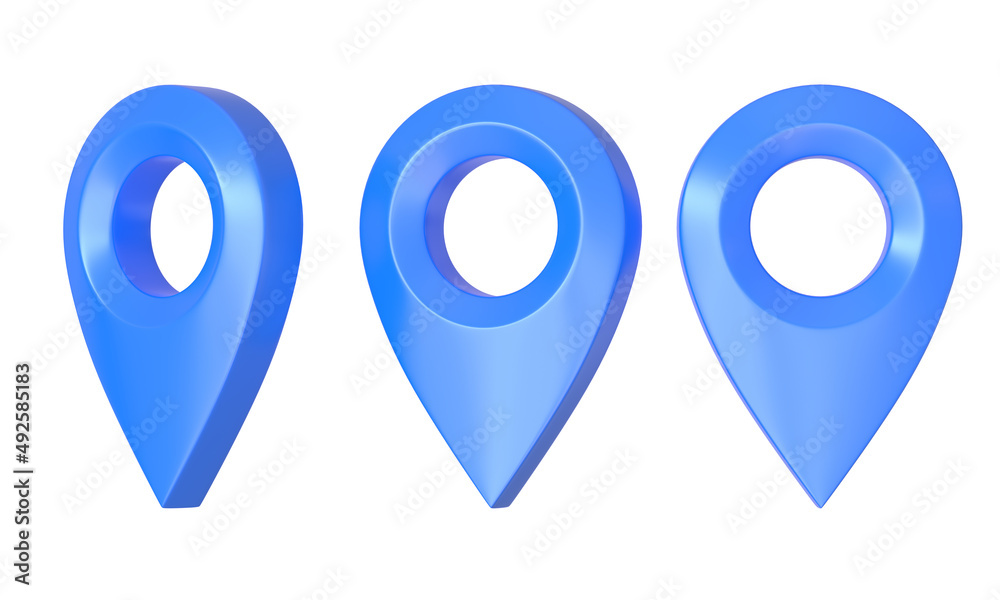 Realistic map pointer isolated on white background. Blue map marker ...