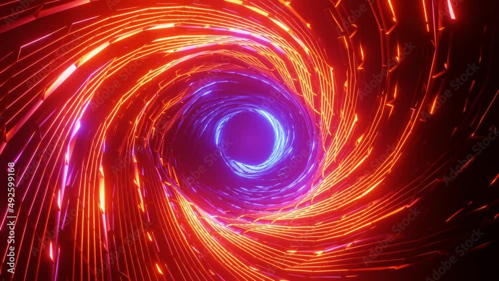 4k 3D animation. Flight in abstract sci-fi tunnel seamless loop ...