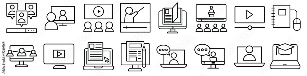 Online learning icon vector set. webinar illustration sign collection ...