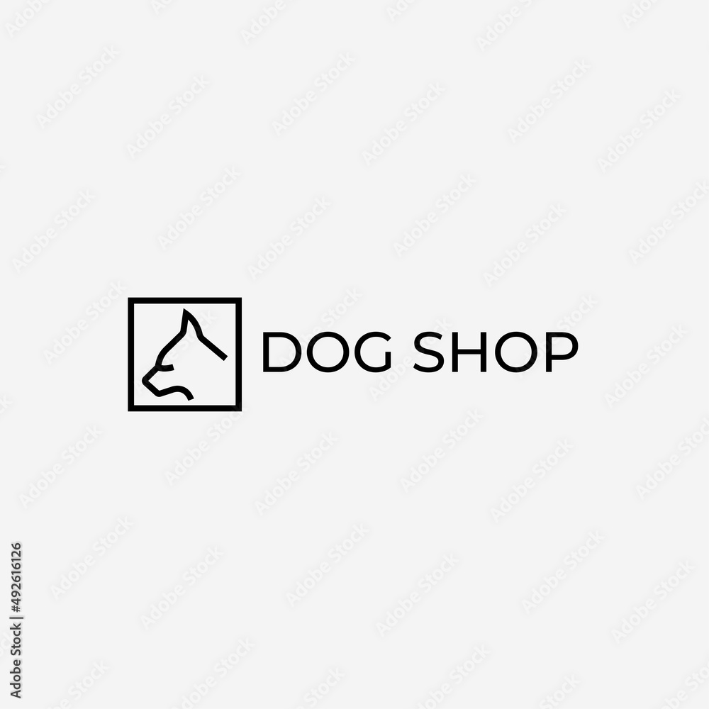 Dog shop logo design inspiration. Dog line art logo template. Vector ...