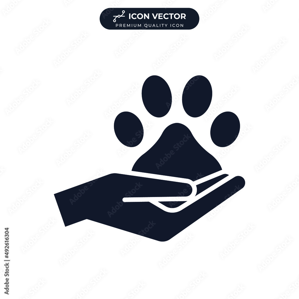 pet help. hand and paw print icon symbol template for graphic and web ...