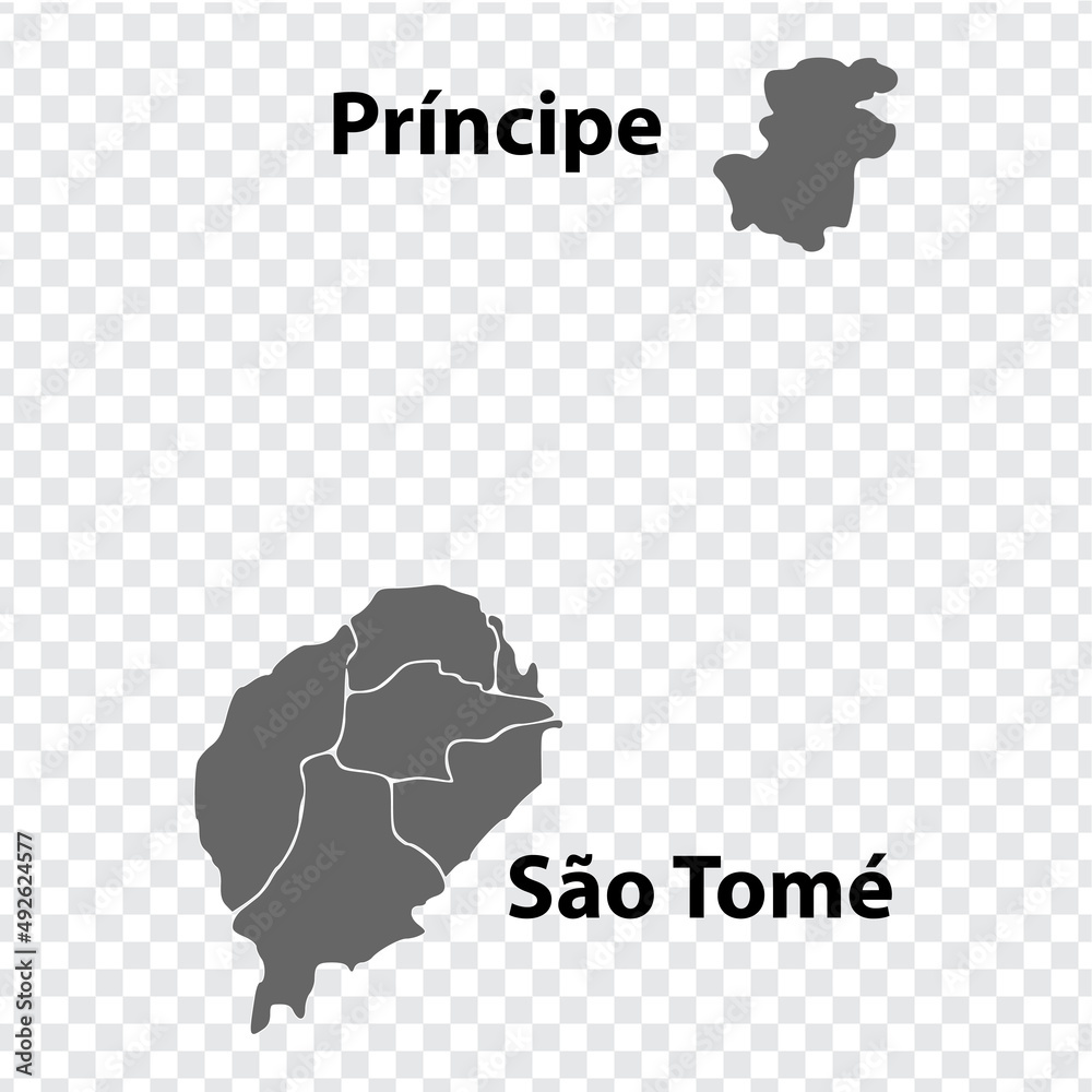 Blank map Sao Tome and Principe in gray. Every Island map is with ...