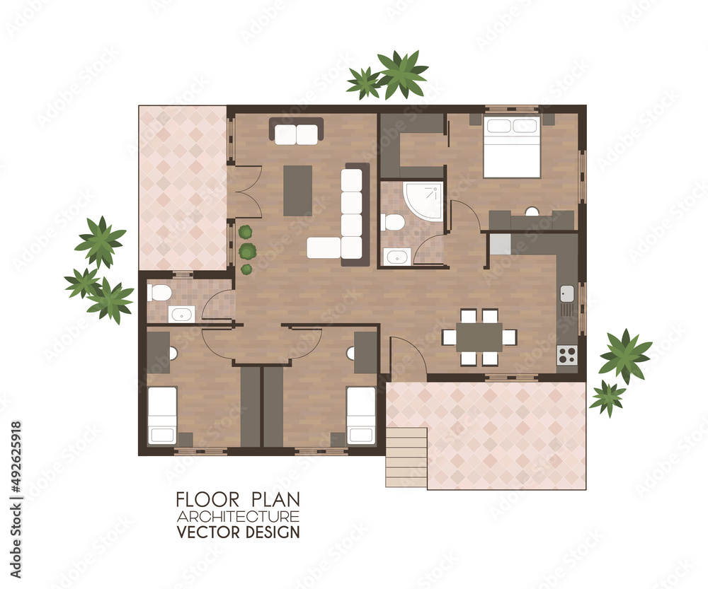 Architectural design vector, floor plan of a house illustration Stock ...