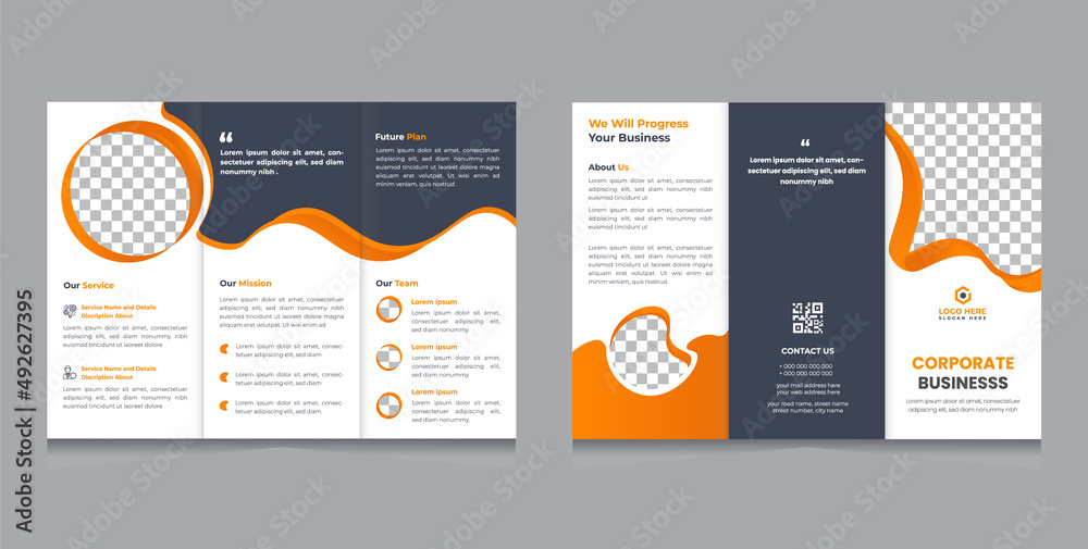 Tri-fold brochure design. Modern three-fold presentation layout ...