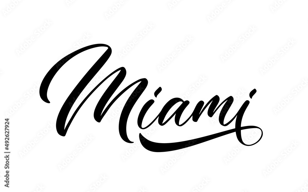 Miami hand lettering design. Modern calligraphy. Vector illustration ...