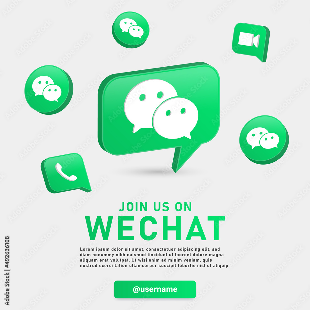 follow us on wechat in 3d speech bubble for social media icons banner ...