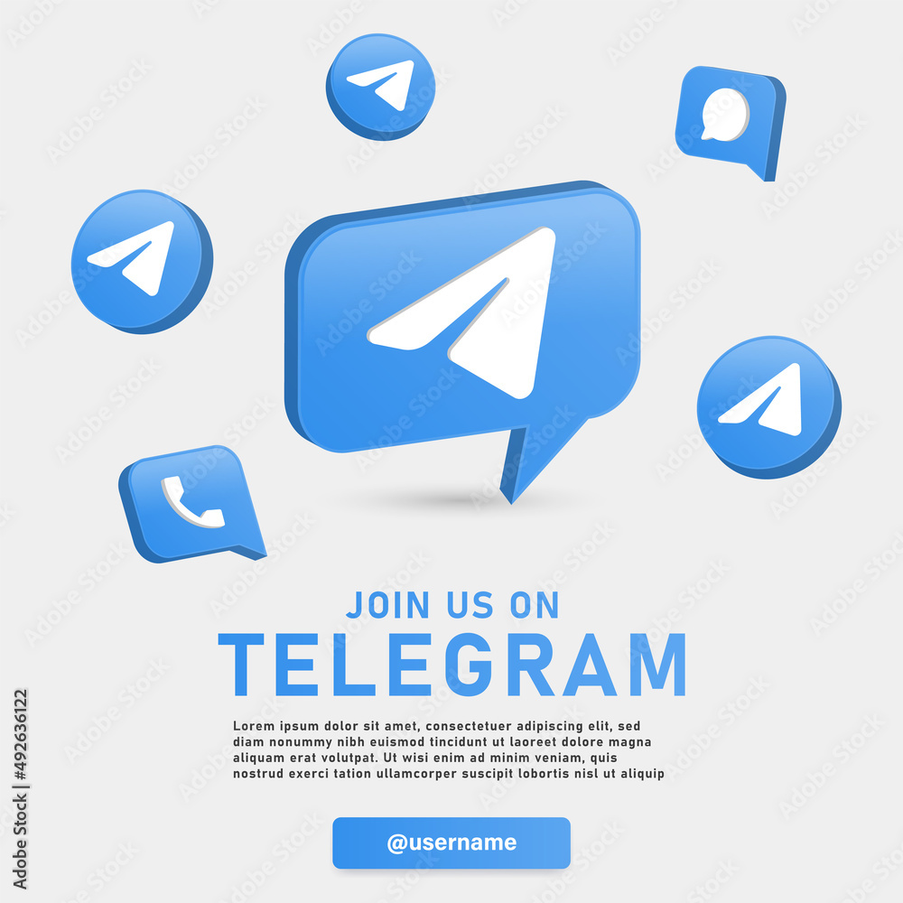 follow us on telegram in 3d speech bubble for social media icons banner ...