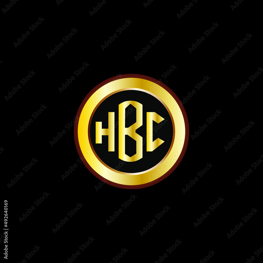 HBC letter circle logo design. HBC letter logo design with black ...