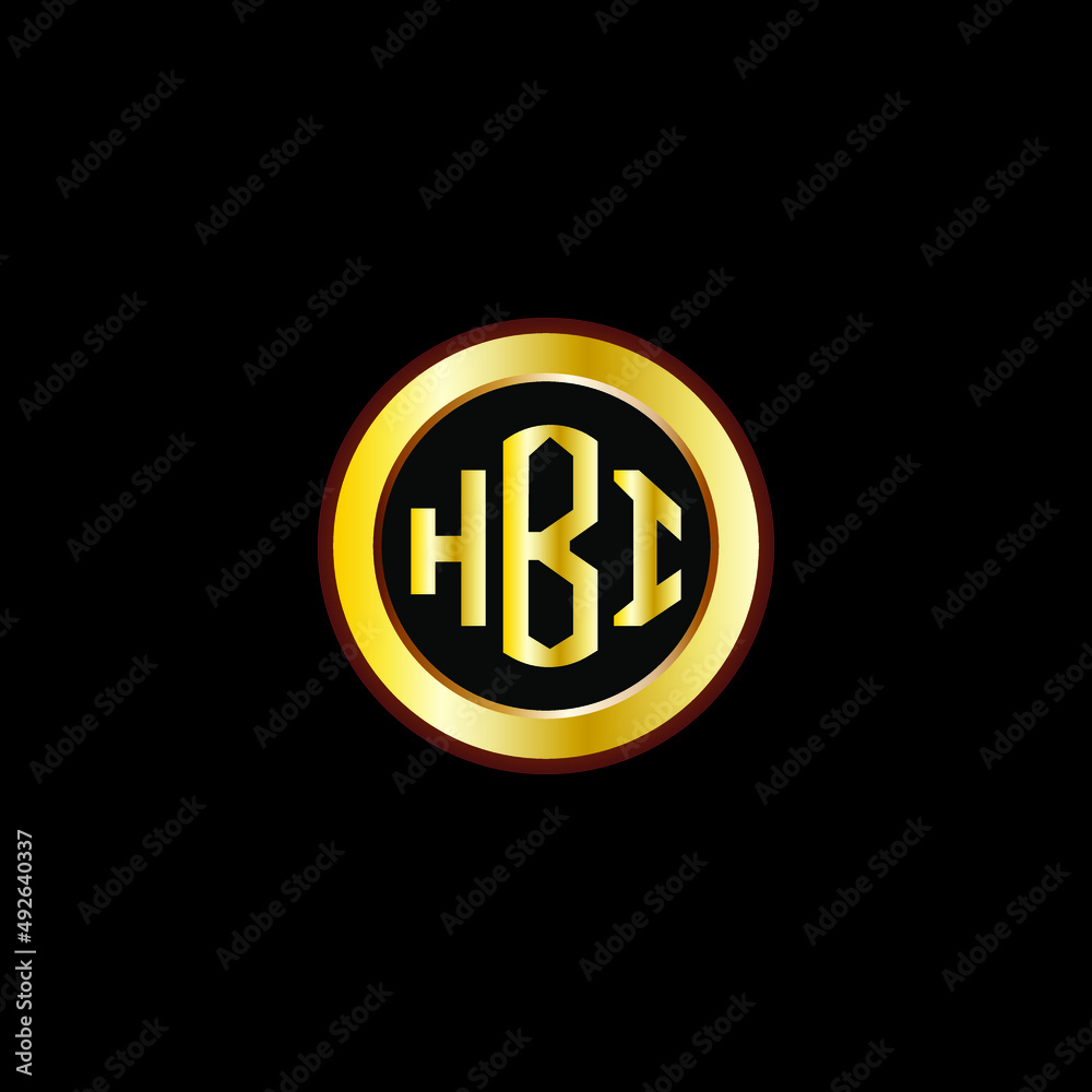 HBI letter circle logo design. HBI letter logo design with black ...