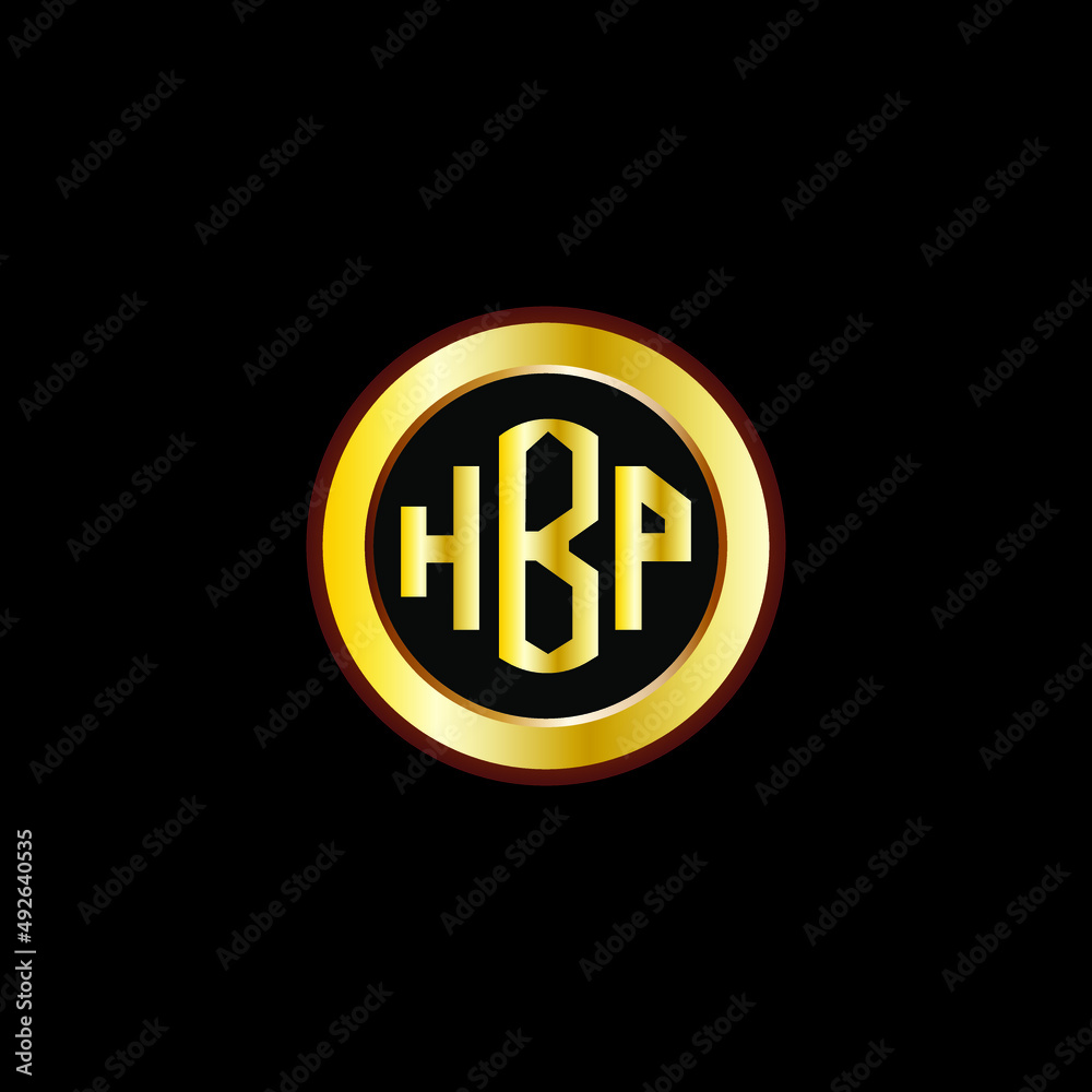 HBP letter circle logo design. HBP letter logo design with black ...