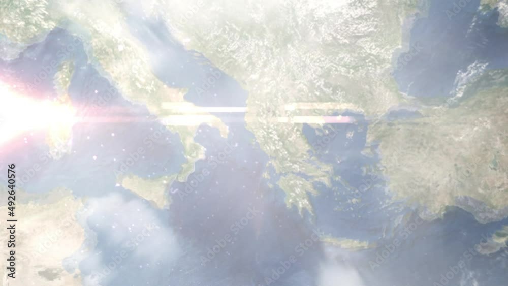 Stockvideo Earth zoom in from outer space to city. Zooming on Kerkyra ...