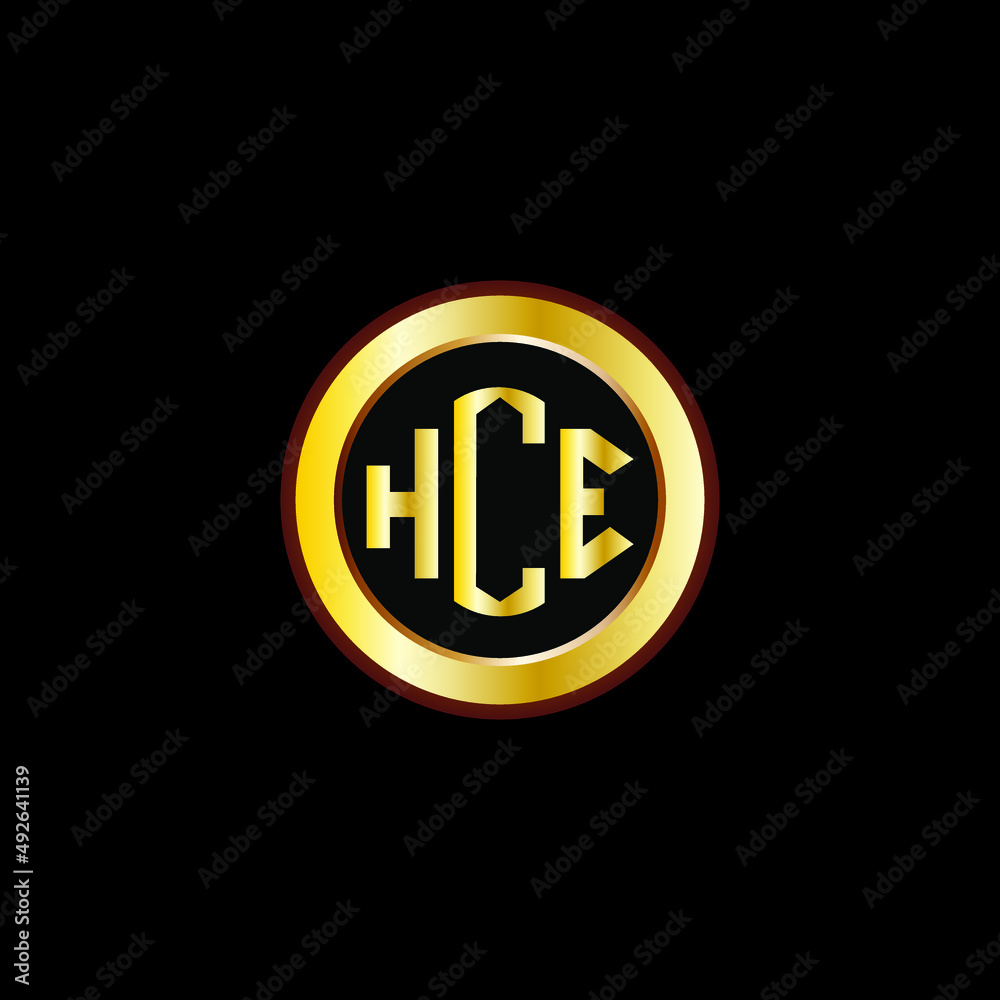 HCE letter circle logo design. HCE letter logo design with black ...