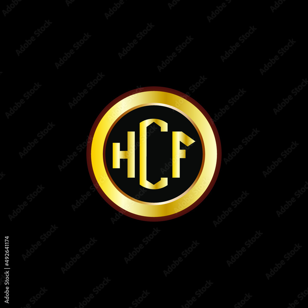 HCF letter circle logo design. HCF letter logo design with black ...