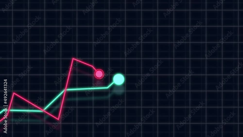 Growing Lines Chart Infographics Animation. Hi-tech Charts with Grid ...