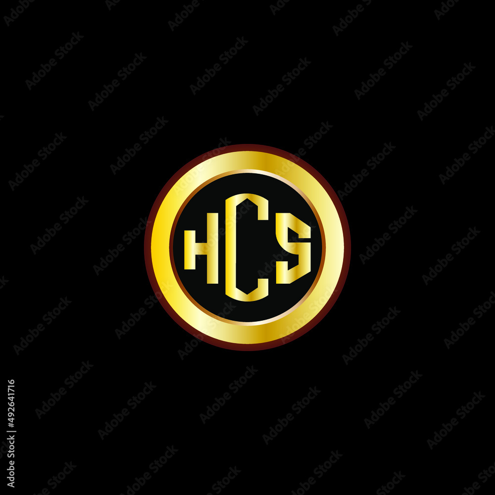 HCS letter circle logo design. HCS letter logo design with black background. HCS creative letter ...
