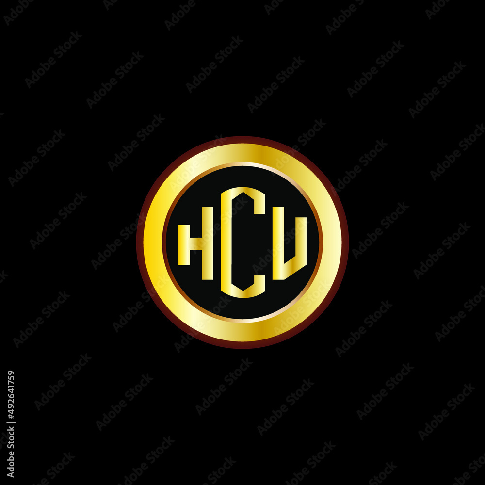 HCU letter circle logo design. HCU letter logo design with black ...
