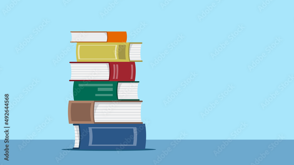 Stack of books. Falling books. Vector illustration with copy space ...