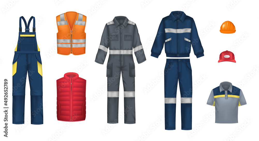 Workwear Realistic Icon Set Stock Vector | Adobe Stock