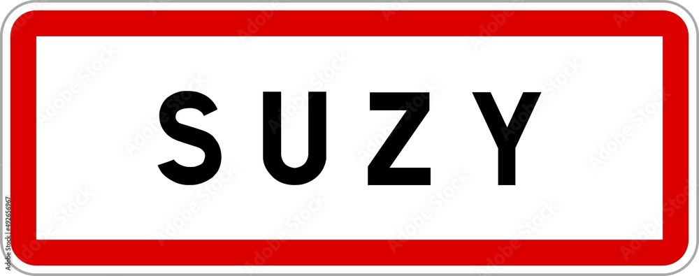 Panneau entrée ville agglomération Suzy / Town entrance sign Suzy Stock ...