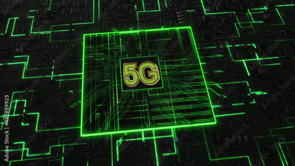 5G Digital High Speed Internet Mobile Network Communication Technology. Futuristic Animation ...