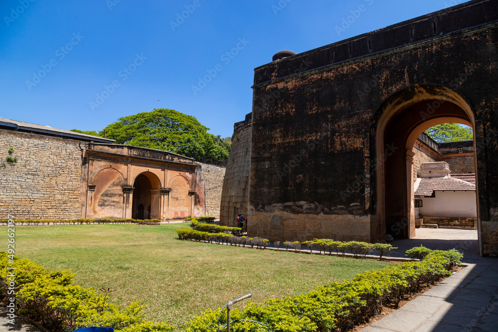 Bengaluru Fort The vintage brick walls. the ancient Bengaluru Fort in ...