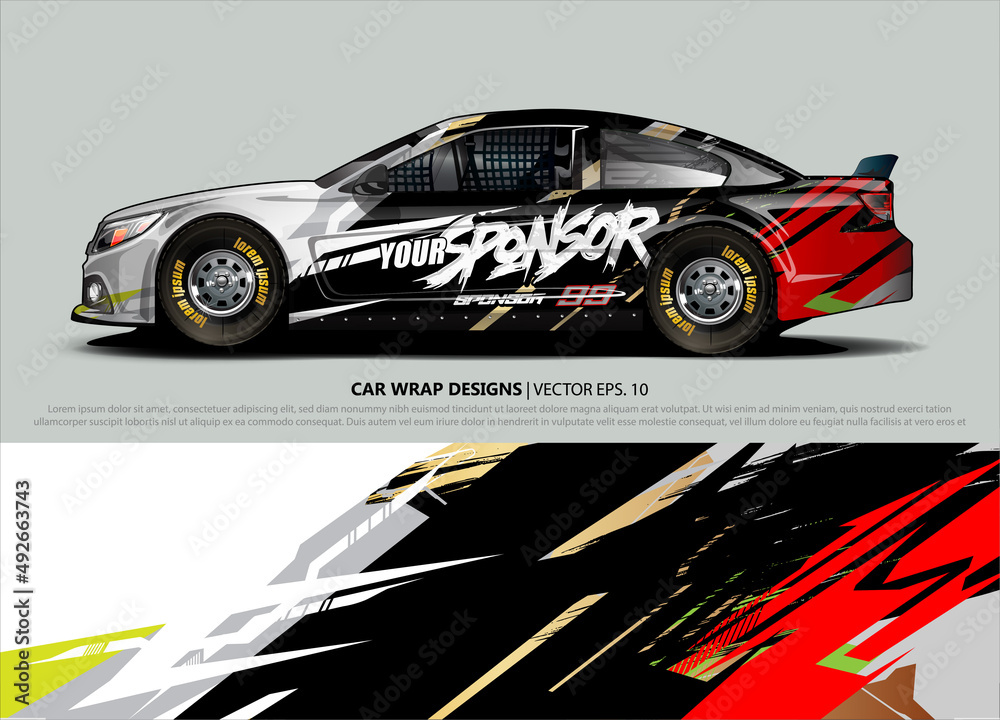 rally car livery design vector. abstract race style background for ...