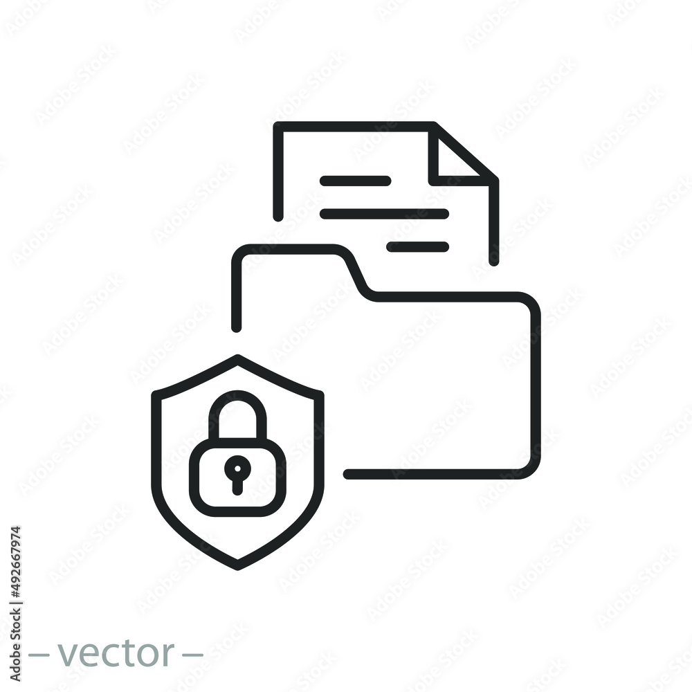 confidential information icon, protect folder with document, secure ...