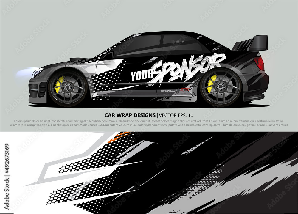 Race car wrap design vector for vehicle vinyl sticker and automotive ...