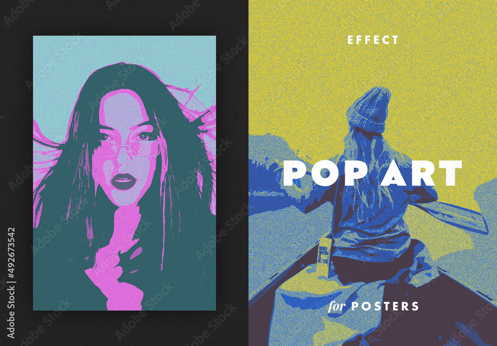 Pop Art Duotones Poster Photo Effect Mockup Stock Template | Adobe Stock
