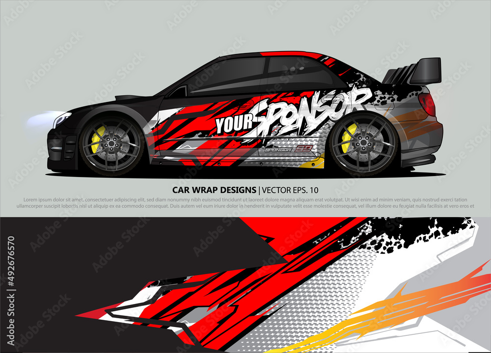Race car wrap design vector for vehicle vinyl sticker and automotive ...