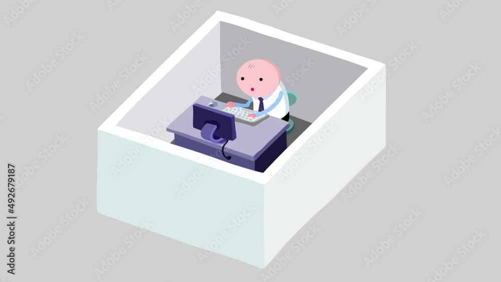 Video „Cartoon office employee in a cubicle – explainer style color ...