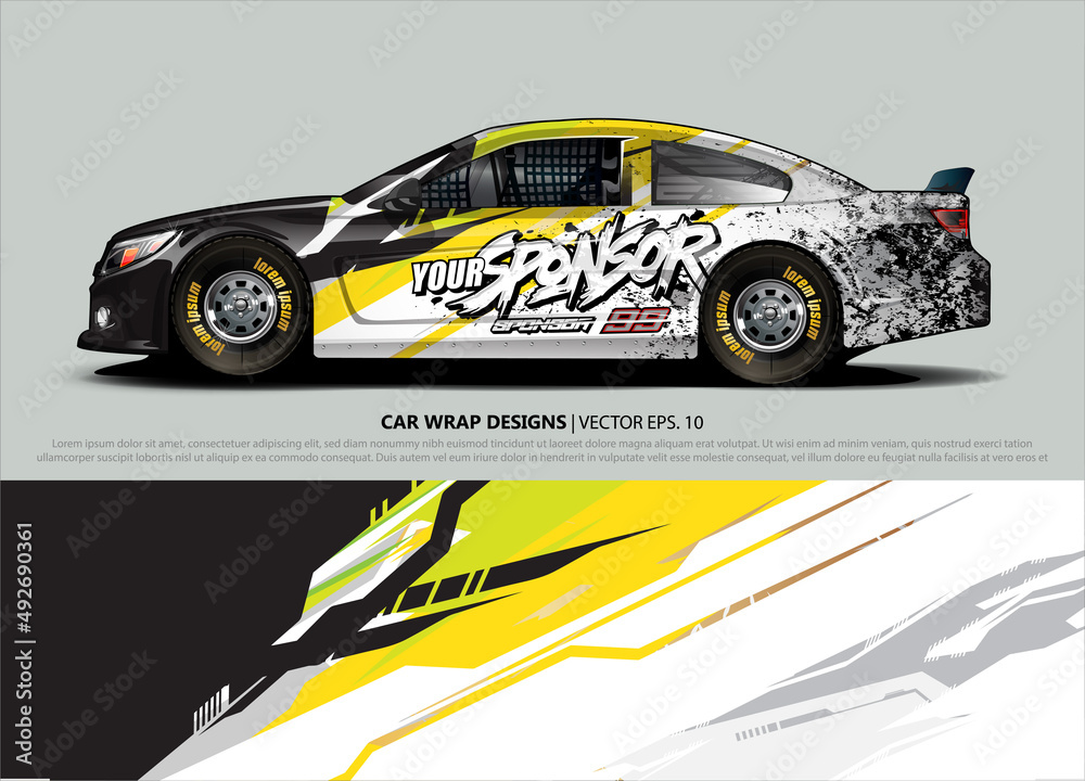 Racing car wrap design vector for vehicle vinyl sticker and automotive ...